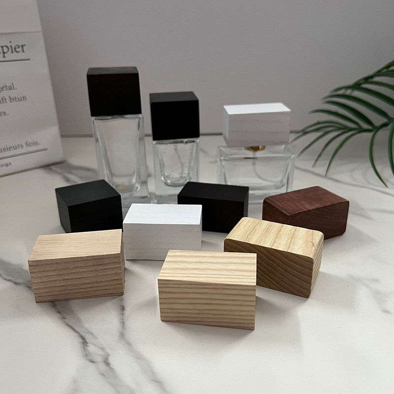 Natural Solid Wood Rectangle Type Perfume Bottle Cap